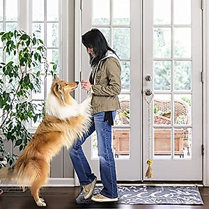 JAKI Dog Doorbell for Potty Training and Door Knob, 30.7inch Adjustable Hanging Bells for Dogs to Ring to Go Outside Sliding Door, Puppy Housetraining Door Bell (1PK, Rustic Gold)