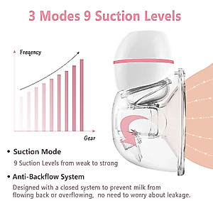 Rainyb Hands Free Breast Pump Electric Portable Breast Pump Quiet Strong Suction Power 3 Modes & 9 Levels Touch Panel High Definition Display, Come with 19mm /21mm /24mm Flanges