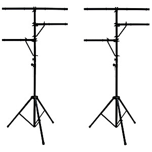 American Sound Connection (2) Pro Audio Mobile DJ Lighting Multi Arm T Bar Portable Light Stand up to 12 Foot Height Tripod