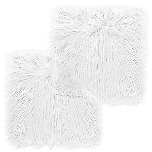 Sibba Fur Faux Locker Fabric Rug Polyester Yard Pre Cut Artificial Craft Costume Double Side Square Crafting Strips Liners Set Plush Precut Fluffy Cloth Photography Cosplay Outdoor(White,30 cm)