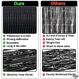 KatchOn, Shiny Black Backdrop Curtain - 3.2x6.5 Feet, Pack of 2 | Black Streamers for Black Birthday Decorations | Happy New Year Backdrop for Happy New Year Decorations | Death to My 20s Decorations