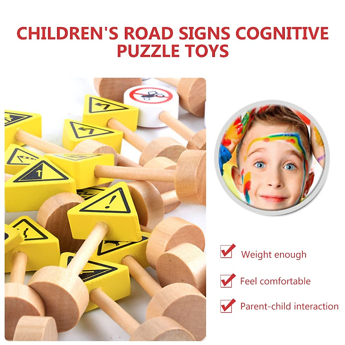 Wooden Road Construction Traffic Sign: 50pcs Toy Street Signs Small Toy Cars and Other Diecast Vehicles Wood Cars Toys Traffic Signs Toys