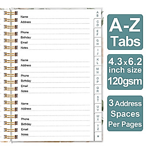 Address Book with Alphabetical Tabs - Telephone & Address Book with Address Contacts, Special Date, Phone, Birthday & Internet Login Password for Home and Office, 4.3" x 6.2", Rose Leaf