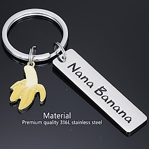 HUTIMY Nana Banana Gifts Keychains for Women Grandma Birthday Unique from Granddaughter Grandkids Bana Banana Keychain