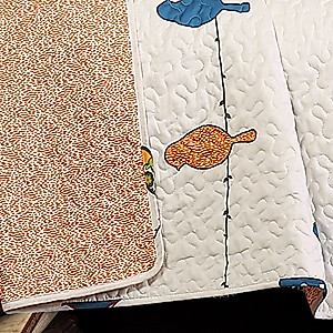 Lush Decor Rowley Birds Quilt Reversible 7 Piece Bedding Set with Floral Animal Bird Print and Decorative Pillows, King, Multi