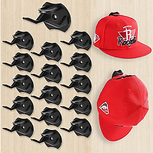 Lrgkcne Adhesive Hat Rack for Wall Baseball Caps, 16 Pack Hooks for Hats, Strong Hold hat Wall Organizer, Minimalist hat Display Rack, No Drilling Hat Racks for Door,Bedroom,Closet Black