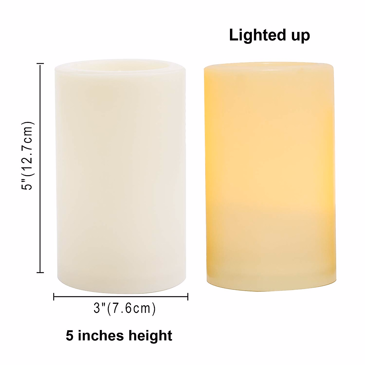 2 Pack Flameless LED Pillar Candles Waterproof Outdoor Battery Operated 6-Hours Timed Flickering Electric Fake Candle Set Bulk for Home Garden Wedding Party Christmas Decoration 3x5 inches