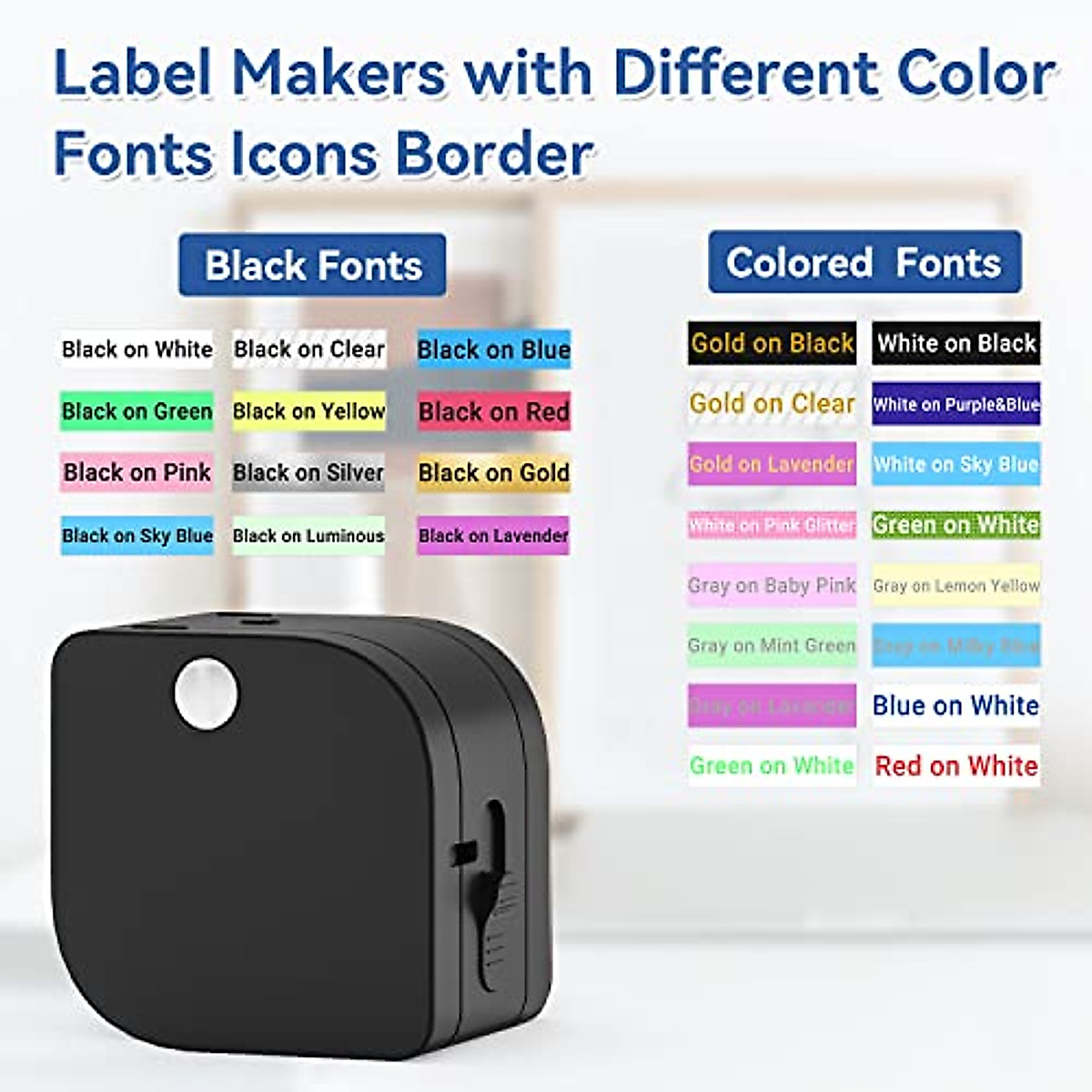 Zodzi P12 Label Maker, Bluetooth Label Maker Machine with Tape, Mini Thermal Portable Label Printer with Fonts, Inkless Sticker Maker for Home, School, Office Labeling