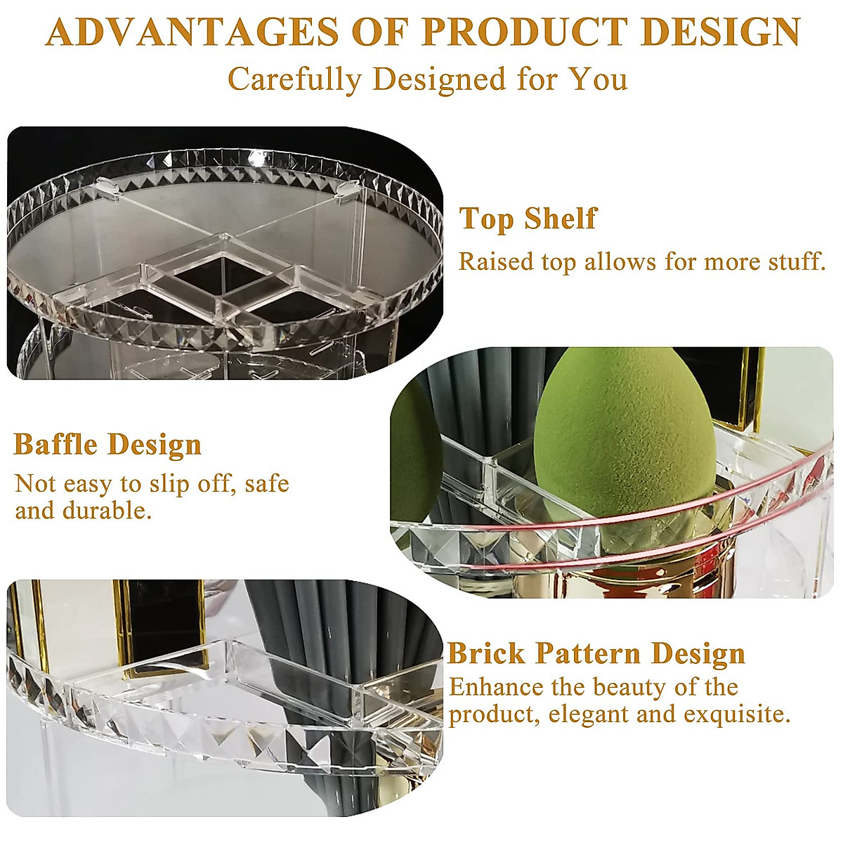 BlingCnsy 360 Large Rotating Makeup Organizer for Vanity Clear - Adjustable & Durable Spinning Cosmetics Skincare Perfume Brush Storage for Bathroom Dresser - Beauty Gift for Girl Women Mom