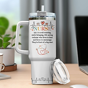 99WHALE Funny Coffee Women Nursing Nurses For Week Cups Handle Tumblers White Straws Student Er, Nurse Gifts, Tumbler 40 Oz With Handle Lid And Straw, Nurse Encourage Nutrition Facts