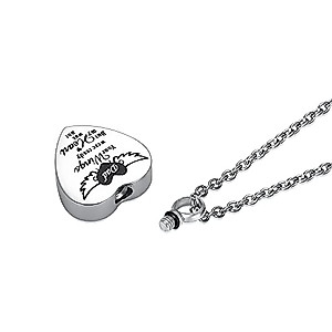 Gisunye Cremation Jewelry for Ashes Pendant for Dad Mom Stainless Steel Heart Cremation Urn Necklace Memorial Pendant with Fill Kit (PMX-Dad)