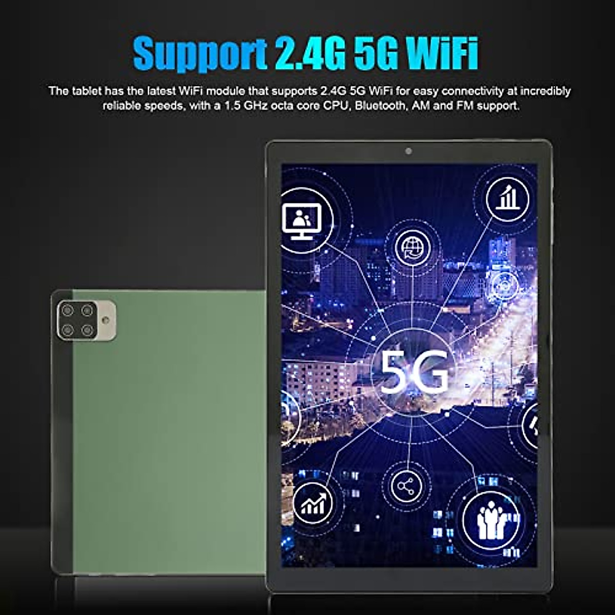 Yunseity 10.1 Inch Tablet PC, 2.4 5G WiFi Smart Tablet, 1080P IPS Touch Screen Tablet, 6G RAM 128G ROM, Octa Core CPU, GPS Navigation, 6000Mah Battery, 5MP 13MP Cameras