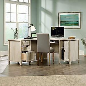 Sauder Costa L-Shaped Desk, Chalked Chestnut finish