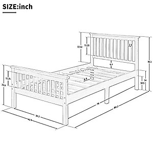 yoptote Wood, Twin Size Beds Frame with Headboard and Footboard Platform, Espresso