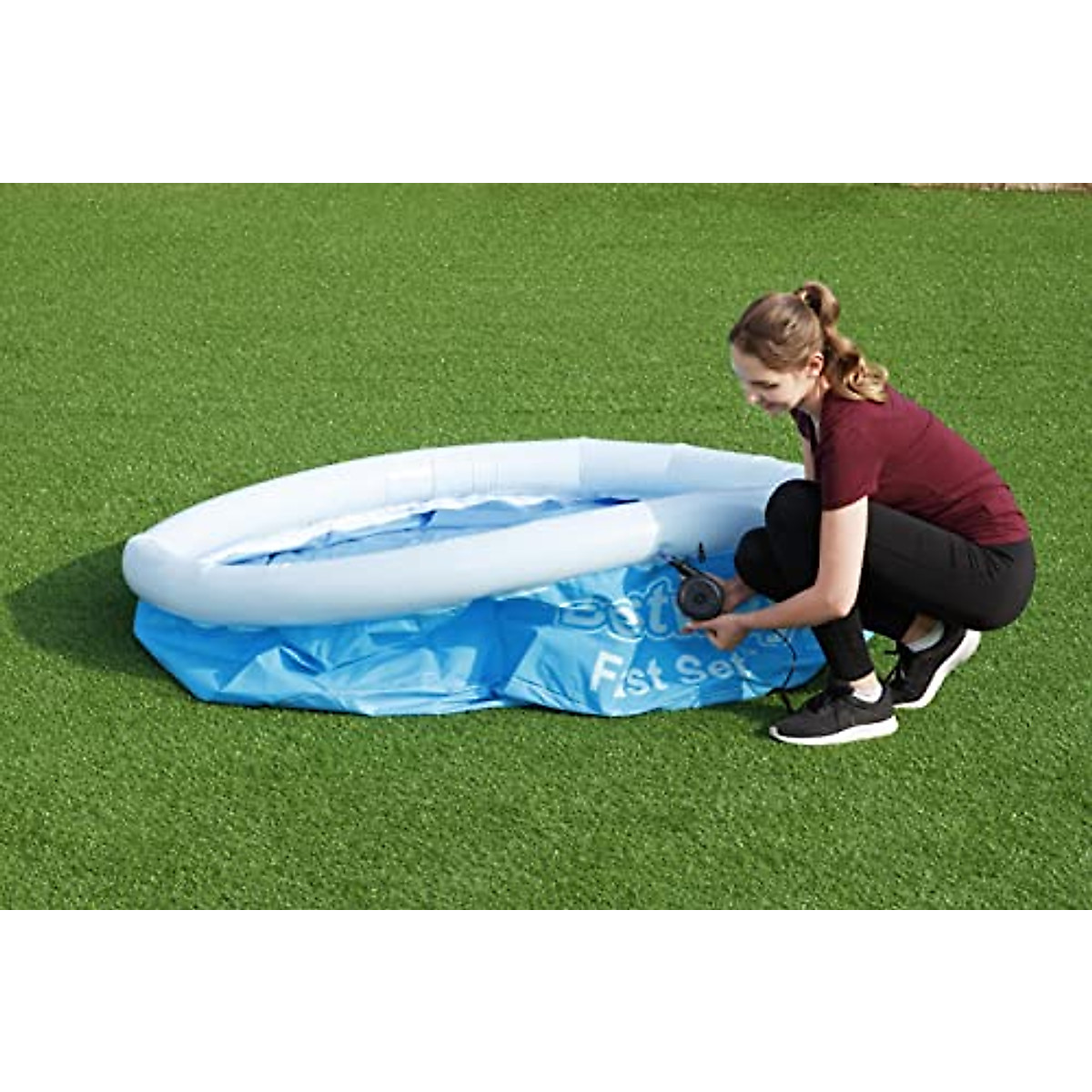 Bestway Fast Set 6 Foot x 20 Inch Round Inflatable Above Ground Outdoor Swimming Pool with 248 Water Capacity and Repair Patch, Blue (Pool Only)