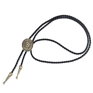 Bolo Tie for Women Men Gold Flower Cowboy Necklace Rodeo Leather Necktie Bolo Western Necklace Cowboy Bolo Tie