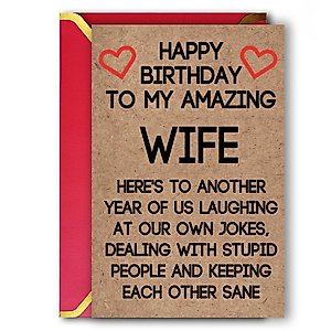 Ziwenhu Rude Wife Birthday Card from Husband, Best Gift for My Wife Birthday, Happy Wife Birthday Gift Ideas for Her, Humor Birthday Gifts for Wife