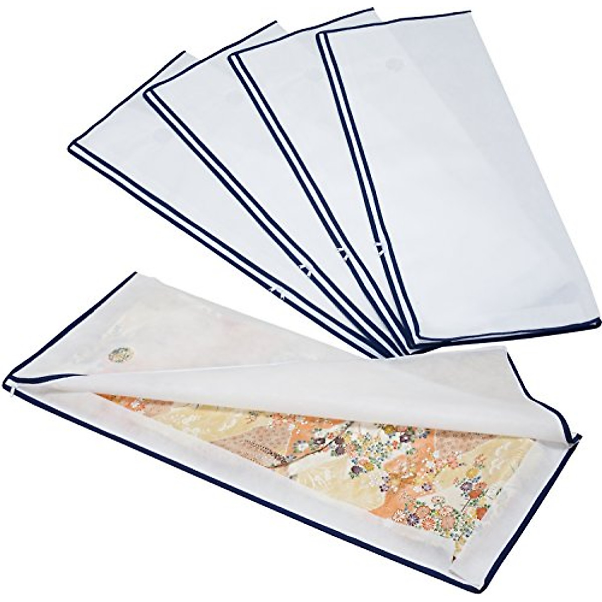 Astro 001-10 Kimono Storage Bag, White, 2-Way Opening, Set of 5, Transparent Window, Non-woven Fabric, Zipper Type