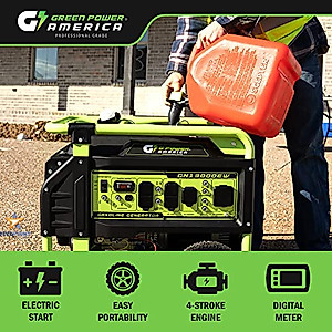 Green-Power America Portable Generator 13000 Watt,Gasoline Powered,Recoil/Electric Start, 12V-8.3A Charging Outlets, Home Back Up & RV Ready