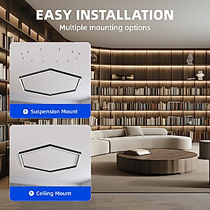 Barrina LED Hexagon Light, DIY Linear Light, Dimmable Hanging Shop Light, 2700K 4000K 5000K Color Changing, Linkable Office Light Fixtures, Seamless Connection, 5568-0-10V Series