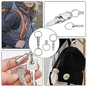 CooBigo 3 Pack Quick Release Detachable Keychain Dual Pull Apart Key Chain Spring Split Snap Separate Double Key Ring Lock Valet Keys Flashlights DIY Crafts Accessories