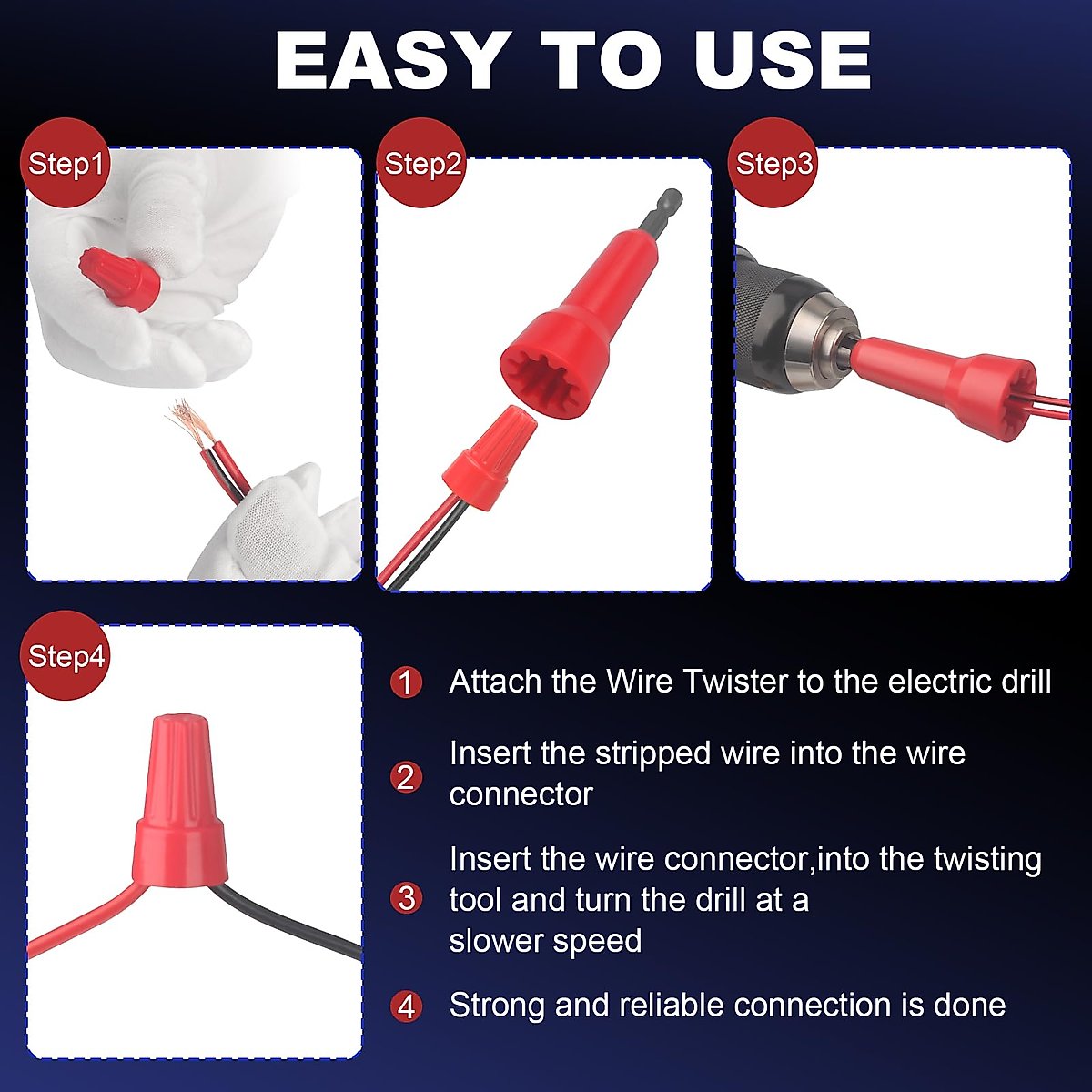 Wire Twister Tool for Drill, Compatible with Wire Nut Driver Fast with 1/4" Chuck Wire Twisting Tool Enhanced Wiring Efficiency (Red, 1 PCS)