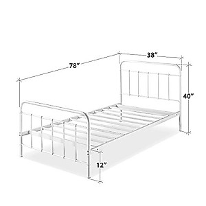 ZINUS Florence Full Panel Metal Platform Bed Frame / Mattress Foundation / No Box Spring Needed / Easy Assembly, White, Twin
