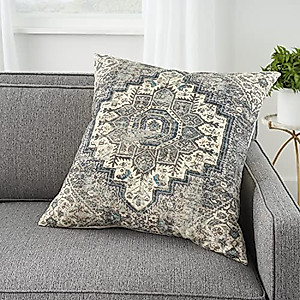 Nicole Curtis Pillow Persian Medallion Grey/Multi 24" X 24" Throw Pillow