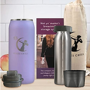 Breastmilk Chiller Reusable Storage Container by CERES CHILL | Cooler - Keeps Milk at Safe temperatures for 20+ Hours | Bottle Connects w/Major Pumps, 12 to 34oz (1 Chiller, Don’t Call Me “Hon” Plum)