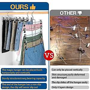 3 Piece Skirt Hangers,Pants Hangers Space Saving,Hanges with Clips 5 Tier,Closet Organizers and Storage Magic Hangers,Clothes Hangers Space Saver,Closet Organization for Skirt,Trousers,Jeans,Legging