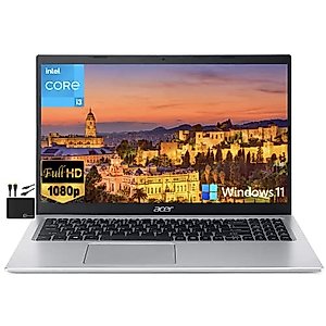 Acer 2022 Newest Aspire 5 Slim 15.6" FHD Laptop, Dual-Core Core i3-1115G4 (Upto 4.1GHz,Beat i5-7200U), 8GB DDR4 RAM, 256GB NVMe SSD,UHD Graphics, RJ45, WiFi 6, HD Webcam, Windows 11+MarxsolCables