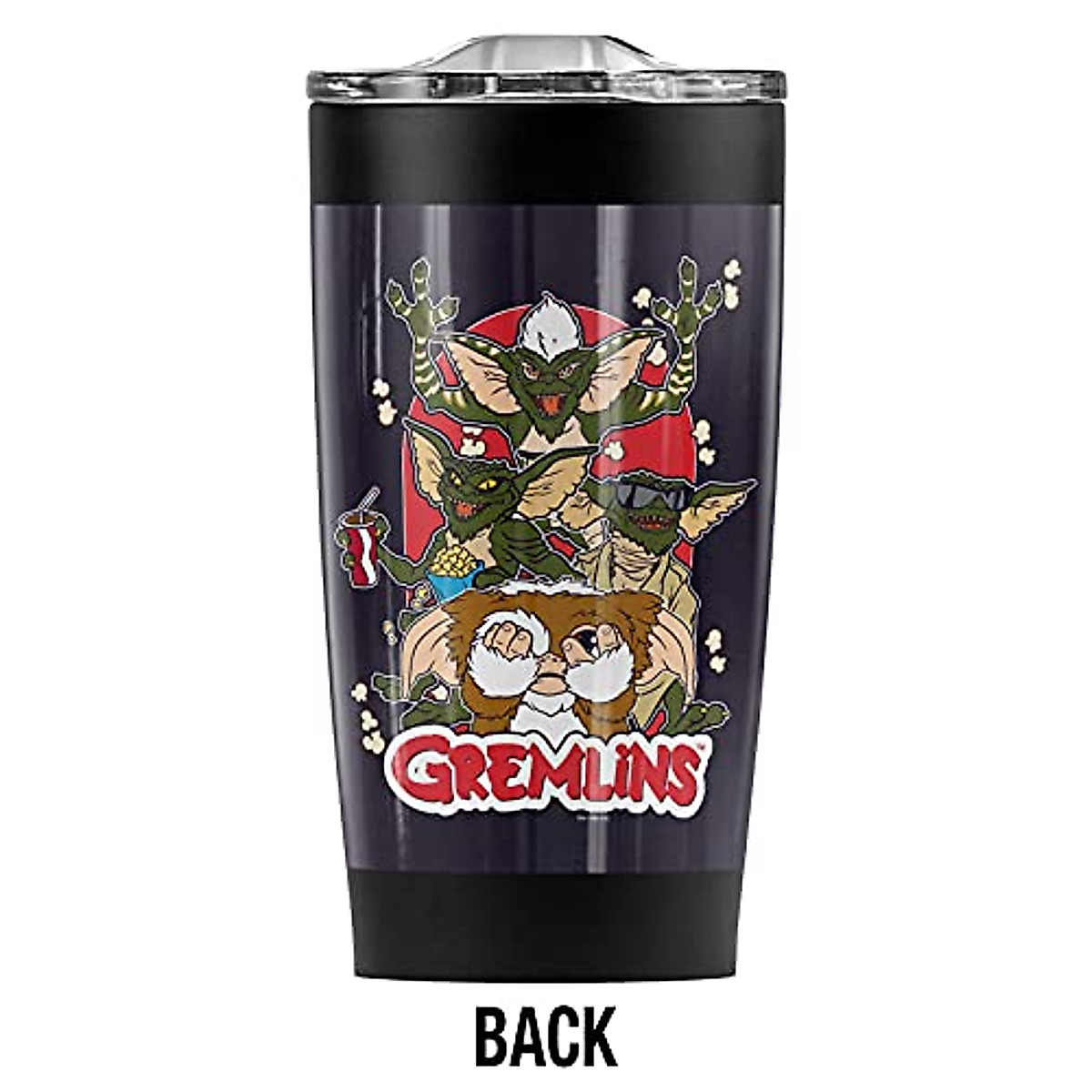 Logovision Gremlins Popcorn Stainless Steel Tumbler 20 oz Coffee Travel Mug/Cup, Vacuum Insulated & Double Wall with Leakproof Sliding Lid | Great for Hot Drinks and Cold Beverages