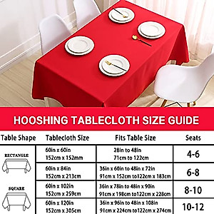 Hooshing Red Square Tablecloth 60 x 60 Inch Wrinkle Resistant Washable Polyester Table Cloth Waterproof and SpillProof Decorative Table Cover for Dining Table Buffet Parties and Camping