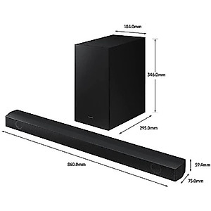 SAMSUNG HW-B550 2.1ch Soundbar with Dolby Audio DTS Virtual:X 2022 Bundle with Universal Soundbar Bracket Mount + HDMI Cable + Entertainment Essentials Bundle + 1 Year Protection Pack