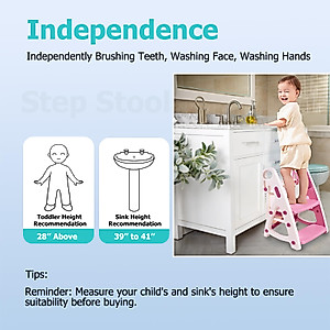 Potty Training Seat & Toddler Step Stool, Ultimate Stability Toddler Toilet Seat, Adjustable Step & Seat Height Potty Seats for Toddlers Girls(Pink)