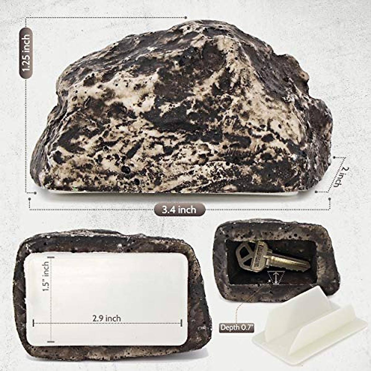RamPro Hide-a-Spare-Key Fake Rock - Looks & Feels Like Real Stone - Safe for Outdoor Garden or Yard, Geocaching (1)