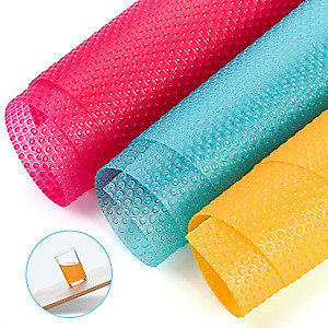 ZOOFOX 24 Pieces Refrigerator Liners for Shelves, Washable Refrigerator Mats, Kitchen Cover Pads for Glass Shelves, Cupboard, Freezer, Table Mat, Cabinet