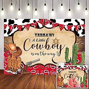 Avezano Little Cowboy Baby Shower Backdrop for Boy Yee Haw Western Cowboy Baby Shower Background Wild West Baby Shower Party Banner Decorations(7x5ft)