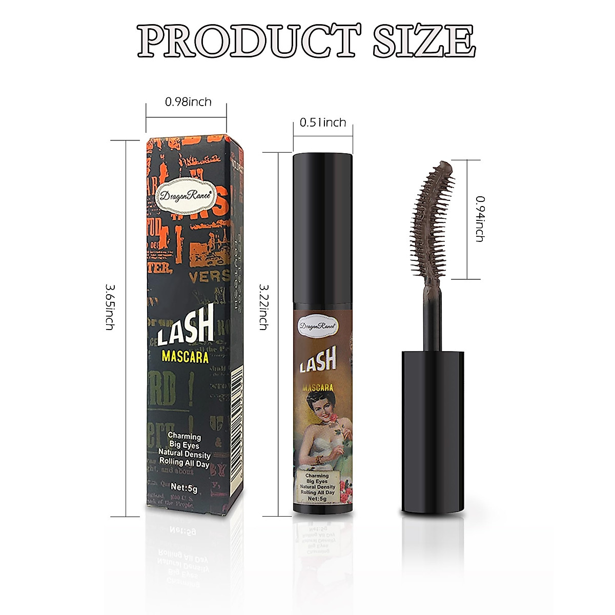 Waterproof Brown Mascara Volume and Length,Long Lasting Non Clumping Curling Voluminous Colored Mascara for Eyelashes, Colorful Volumizing Tubing Mascara for Women Eye Makeup Cosplay Party-04