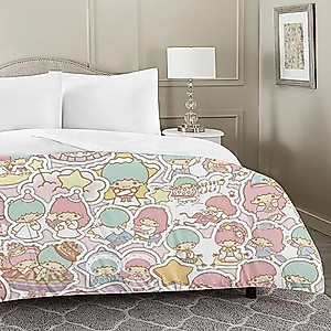 RODES 3pcs Little Twin Stars Duvet Cover, Twin Bedding Sets, Kawaii Bedding, Anime Comforter Bedspread Quilt Cover, Kawaii Beding Gifts for Teenage Boys Girls, 2 Pillow Sham