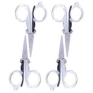 Folding Scissors,Portable Mini Travel Trip Scissors,Safety Foldable Small Scissors,Crafting Scissors,Stainless Steel Telescopic Cutter Used for Home Office,School, Camping 4 Pack