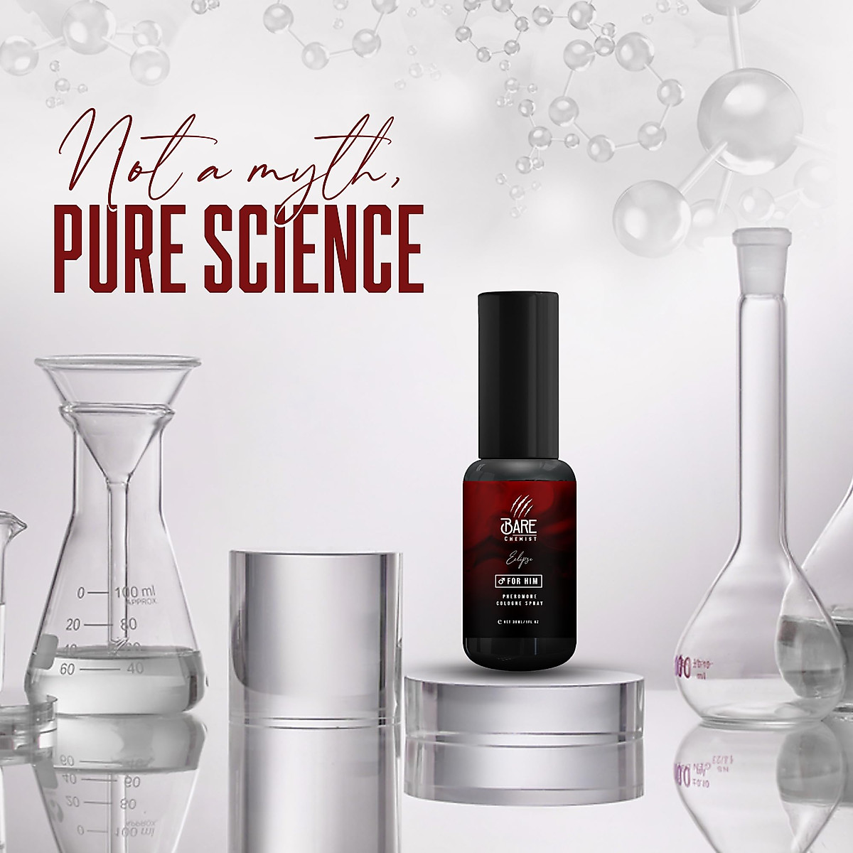 Bare Chemist Eclipse Pheromone Cologne for Him - [Attraction Formula] Pheromone Perfume Oil Spray for Men 1oz.