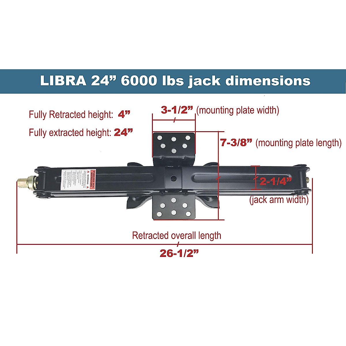 LIBRA 24" 6K lbs RV Trailer Camper Stabilizer Leveling Scissor Jacks w/Dual Power Drill sockets & mounting Hardware Set-Set 2
