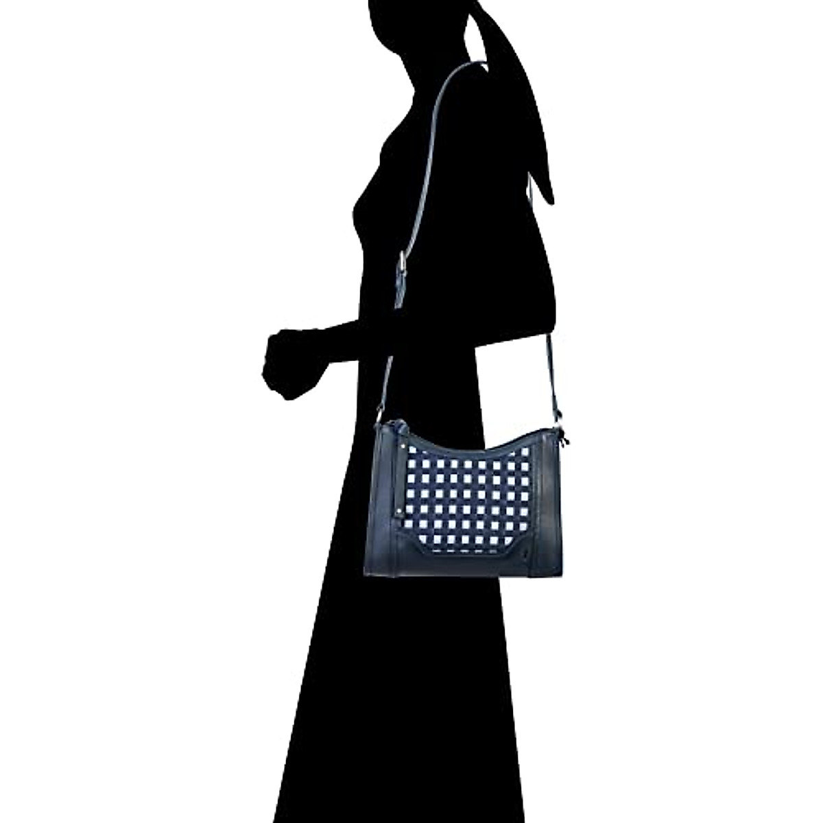 Frye Womens Melissa Denim Zip Crossbody Bag, Navy, One Size US