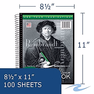Roaring Spring "Rembrandt" Sketchbook, 11" x 8.5", 100 Sheets of Heavyweight 60 lb. White Drawing Paper, Spiral Bound