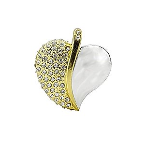 Civetman Crystal Asymmetric Heart Shape Jewelry USB Flash Drive Memorry Disk with Necklace - Gold 256GB
