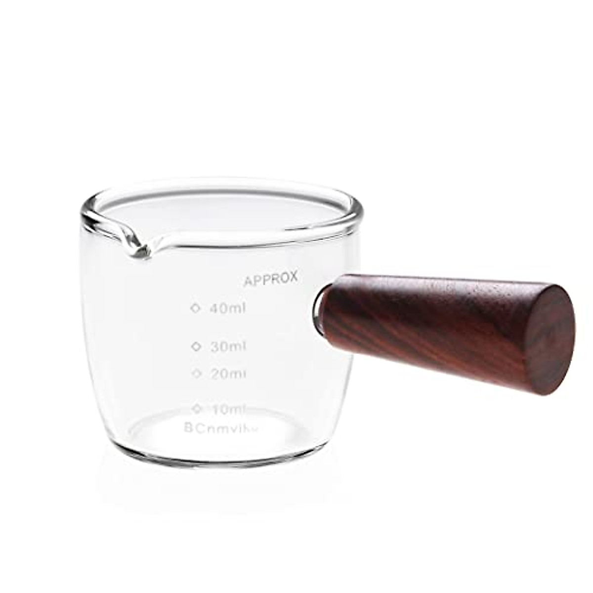 BCnmviku Espresso Shot Glass 40ML/1.5OZ Borosilicate glass Triple Pitcher Barista Single Spouts With Wood Handle (1)