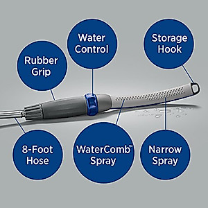 Waterpik PPR-252 Pet Wand Pro Shower Sprayer Attachment, 2.5 GPM, for Fast and Easy at Home Dog Cleaning, Blue/Grey
