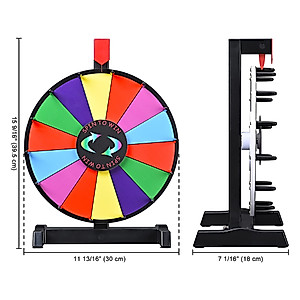 WinSpin 12" Color Prize Wheel Tabletop 14 Slots Heavy Duty Editable Spinning Wheel for Fortune Spinning Game Carnival & Tradeshow, Classic Series