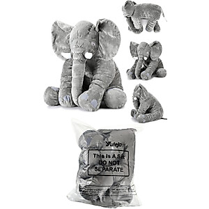 Yulejo Giant Stuffed Elephant Plush Animal Toy Back to School Party Favor Huge Stuffed Elephant Soft Elephant Large Stuffed Animal Doll Gray Elephant Plush for Kids Girlfriend Home Decor(15.7 Inch)